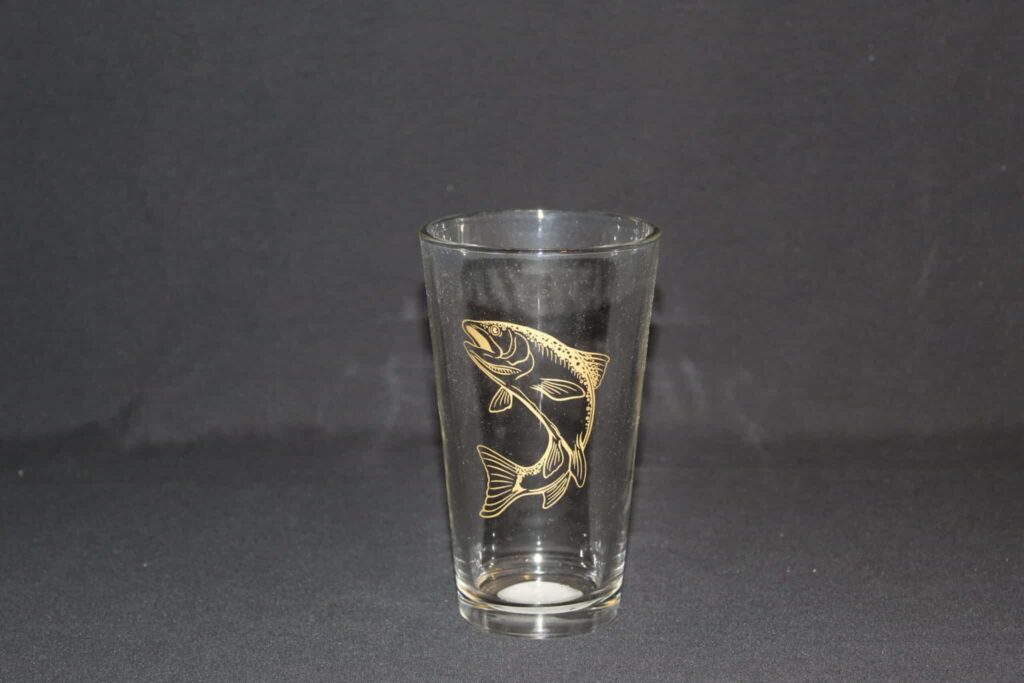 Trout Glass Pint Glass - PJ's Fine Bamboo Rods