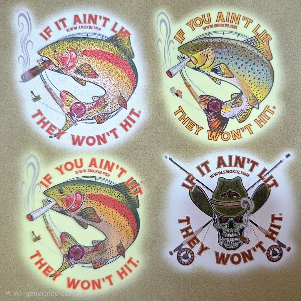 Smokin' Fish Stickers - PJ's Fine Bamboo Rods